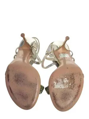 LORIBLU Embellished Floral Sandals - Silver