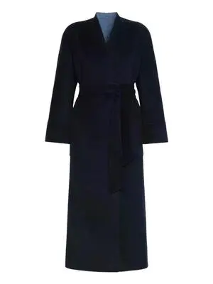 Max Mara Reversible Belted Virgin Wool Coat - Blue