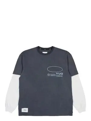 WTAPS Sldr Logo-print Layered-sleeve T-shirt - Grey