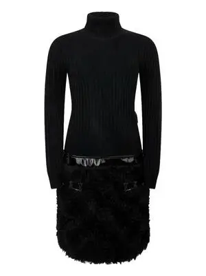Moschino Long Sleeve Turtleneck Mini Dress - Black