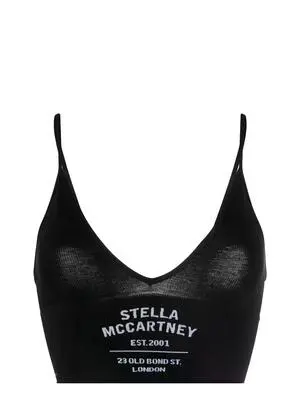 Stella McCartney Logo-print Ribbed Knit Bra - Black