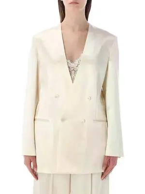 Alberta Ferretti Double-breasted Satin Blazer - Neutrals