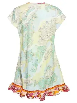 Emilio Pucci Floral Print Flounce Mini Dress - Neutrals