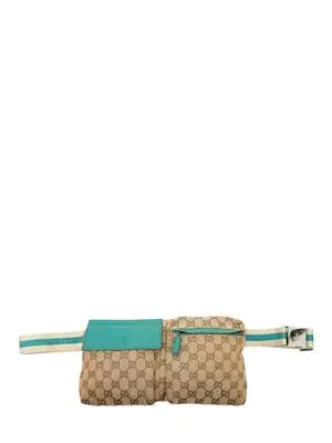 Gucci Gg Canvas Web Double Pocket Belt Bag - Blue