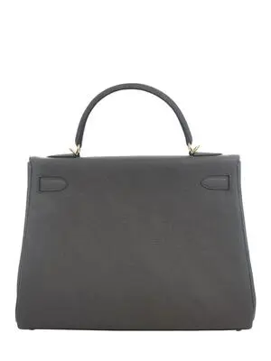 Hermès 32cm Togo Leather Kelly Sellier Satchel In Etain - Grey