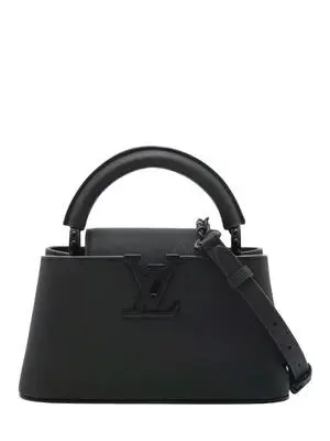 LOUIS VUITTON Taurillon Mini Capucines East West Satchel - Black