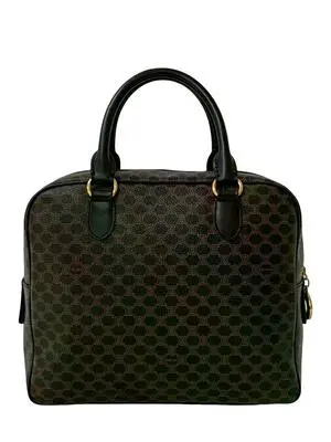 Celine 1996 Blason Handbag In Coated Canvas - Brown