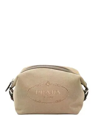Prada Canvas Canapa Logo Pouch - Neutrals