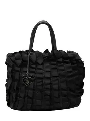 Prada Tessuto Ruffle Tote Bag - Black