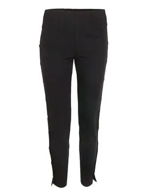 MAJE Maje Blue Jersey Slim Cut Trousers With Side Press-Stud Fastening