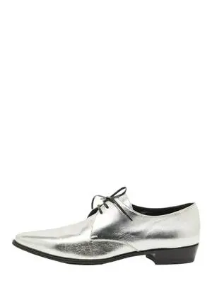 Celine Tone Metallic Lace-up Oxford Shoes - Silver