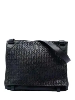 Bottega Veneta Intrecciato Trimmed Nappa Messenger Bag - Black