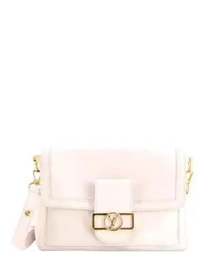 LOUIS VUITTON Dauphine Soft Calfskin Gm Shoulder Bag - White