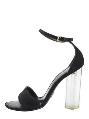 LOUIS VUITTON Flower-cut Ankle-strap Sandals - Black