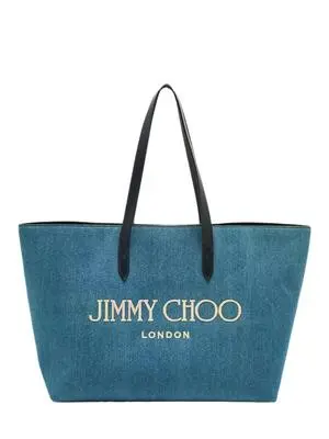 JIMMY CHOO Logo-detail Leather Tote Bag - Blue