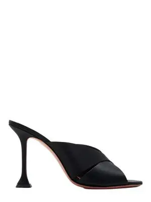 Amina Muaddi Salma Criss-cross Satin Mules - Black