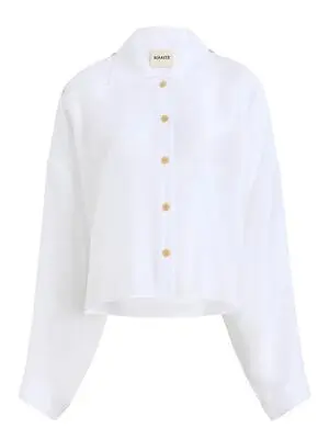 Khaite Bodine Sculptural Sheer Voile Shirt - Chalk