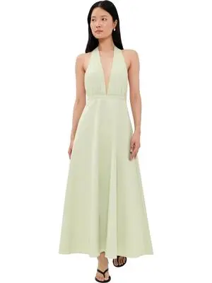 Lioness Maxi Dress With Halterneck And Open Back - Lime
