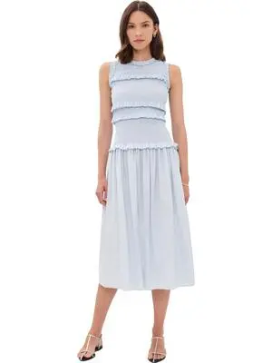 ROWING BLAZERS Cotton Smocked Maxi Dress - Blue