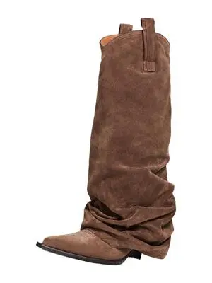 R13 Mid Cowboy Boots With Sleeve - Brown