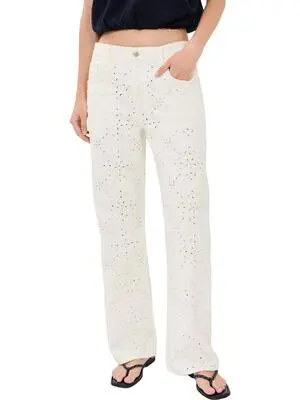 Citizens Of Humanity Lindz Straight Jeans With Embroidered Eyelets - Blanc