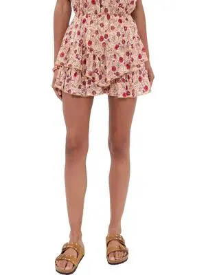 Isabel Marant Étoile Jocadia Tiered Floral Mini Skirt - Ecru/raspberry