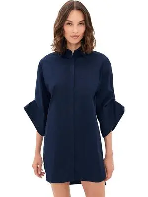 Staud Nico Mini Dress With Pleated Accents - Navy