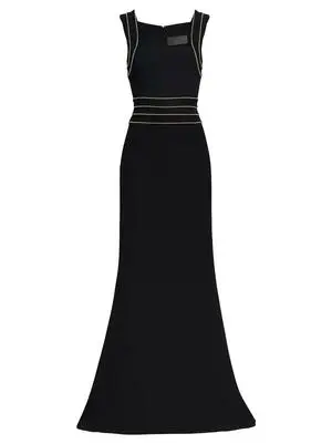 Elie Saab Embellished-trim Cady Dress - Black