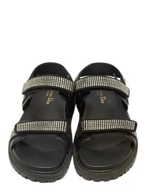 Dior Embellished Flat Sandals - Black