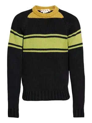 Marni Striped Logo Patch Sweater - Black