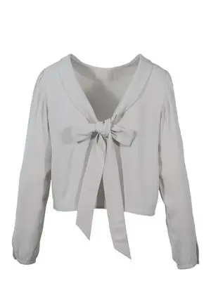 NARVAN Estere Velvet Blouse - Silver