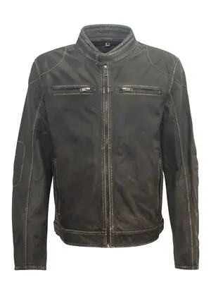 Mauritius Fabian Granit Distressed Vintage Leather Jacket - Grey