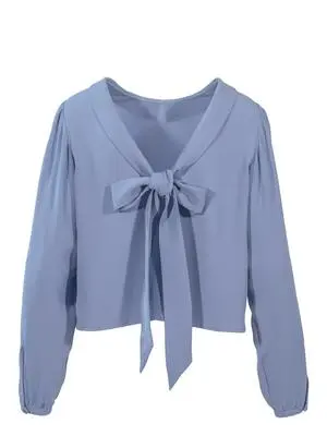 NARVAN Estere Bow Detail Blouse - Blue