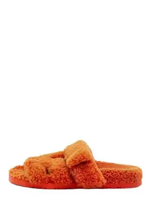 Hermès Chypre Shearling Sandals - Orange