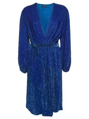 Retrofete Gabrielle Sequin Wrap Midi Dress - Blue