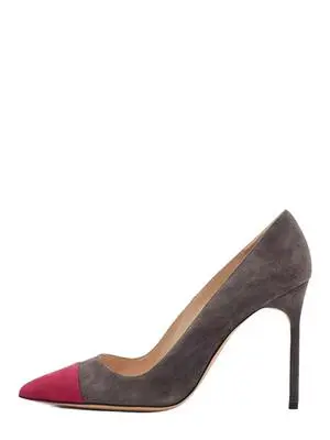 Manolo Blahnik Bipunta Suede Pumps - Grey
