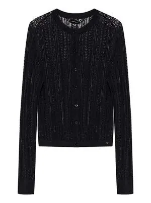 ANINE BING Moni' Openwork Knit Cardigan - Black