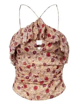 MARANT ETOILE Dijimia Printed Ruffled Cotton Top - Multicoloured