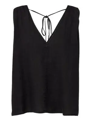 Velvet By Graham & Spencer Velvet Renna Linen Top Black