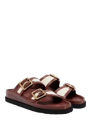 BIRKENSTOCK Arizona Leather And Canvas Sandals - Brown