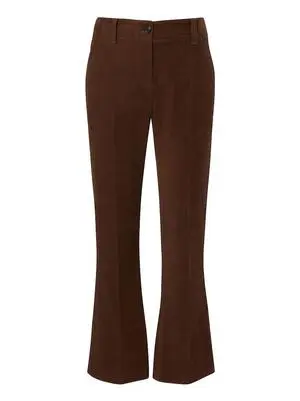 Brunello Cucinelli Cropped Cotton Flared Pants In Cacao - Brown