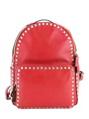 Valentino Garavani Rockstud Leather Backpack - Red