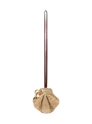 Chloé Shell Embellished Raffia Bag Charm - Beige