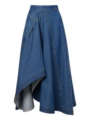 Givenchy Asymmetric Denim Midi Skirt - Blue