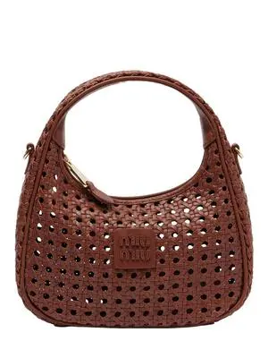 Miu Miu Woven Leather Top Handle Bag - Brown
