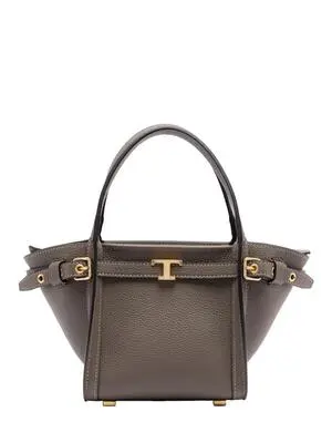 TOD'S Tim Small Leather Top-handle Bag - Grey