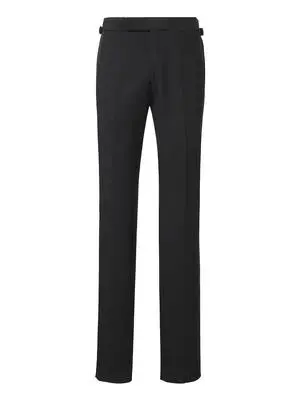 TOM FORD Wool Straight Leg Trousers - Black