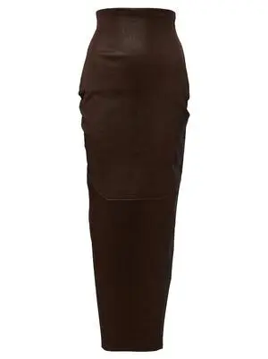 Rick Owens Dirt Pillar Leather And Cotton Midi Skirt - Brown