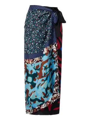 Dries Van Noten Printed Silk Wrap Skirt - Multicoloured
