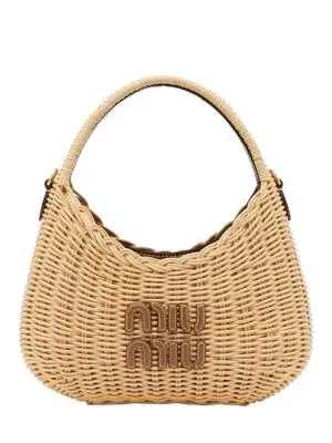 Miu Miu Wander Wicker Top-handle Bag - Beige